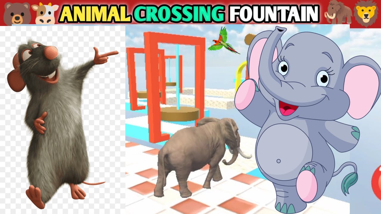 animal crossing fountain mammoth cartoon car with lion cow gorilla ...