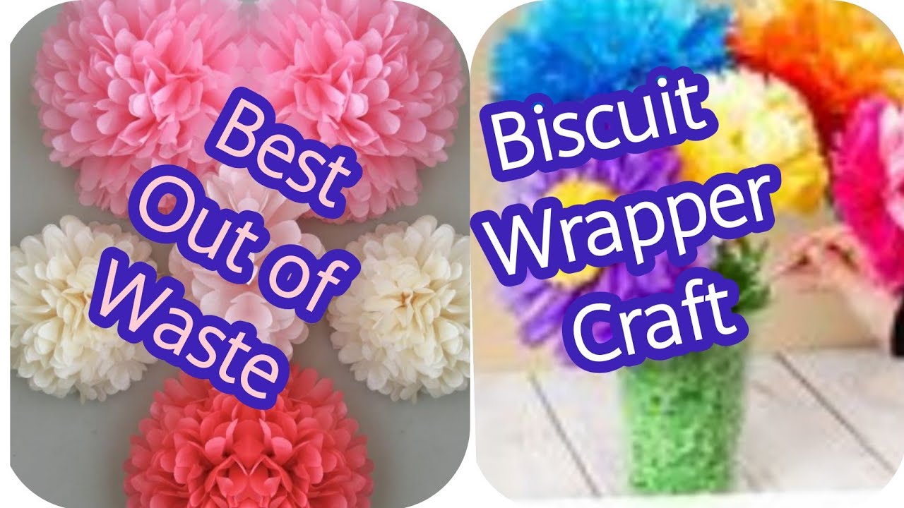 Waste wrapper reuse/biscuit wrapper into colorful flower - YouTube