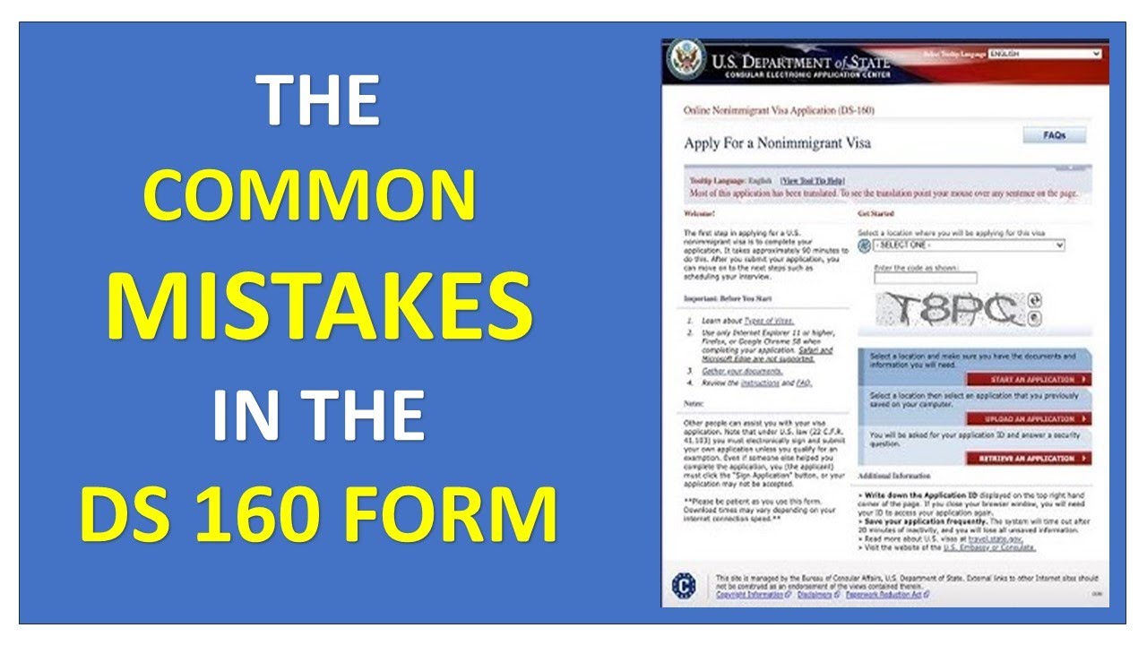 COMMON MISTAKES IN DS 160 FORM - YouTube