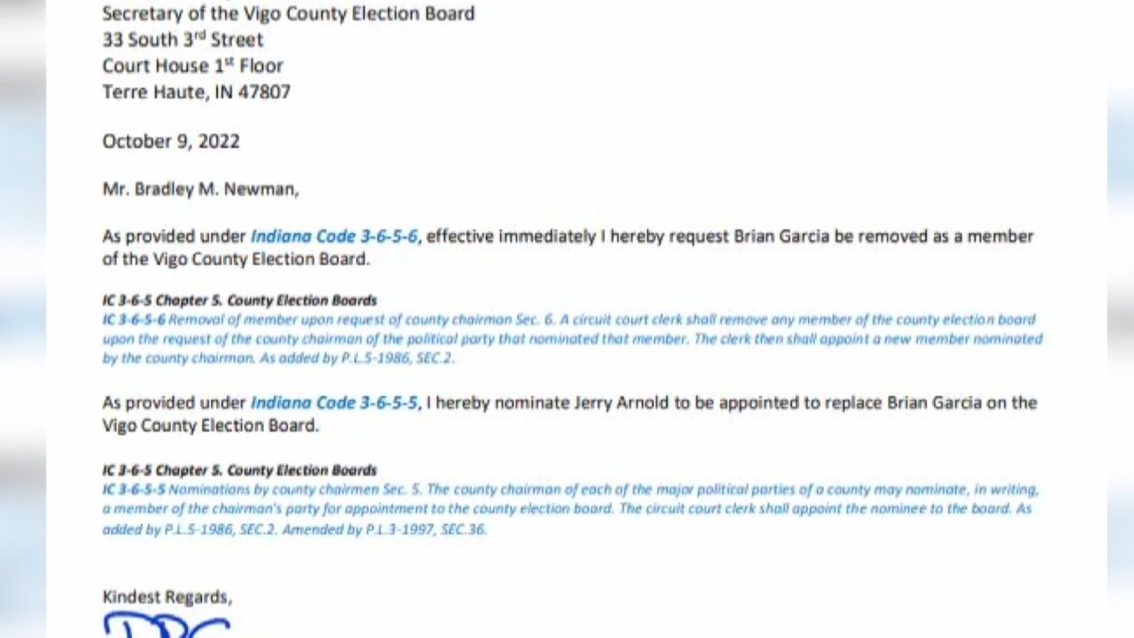 Letter to the Vigo County Clerk - YouTube