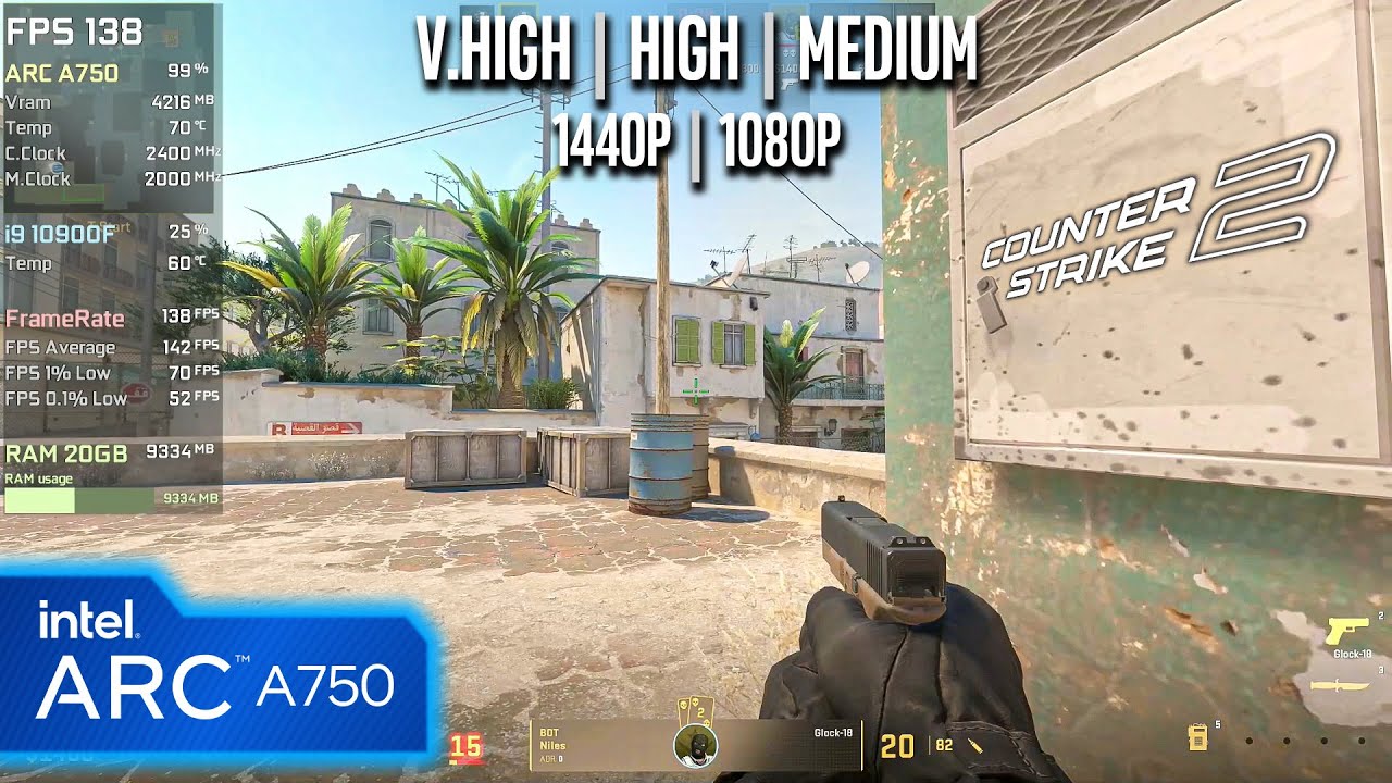 Intel ARC A750 | Counter-Strike 2 - 1440p, 1080p - Very High, High, Med ...
