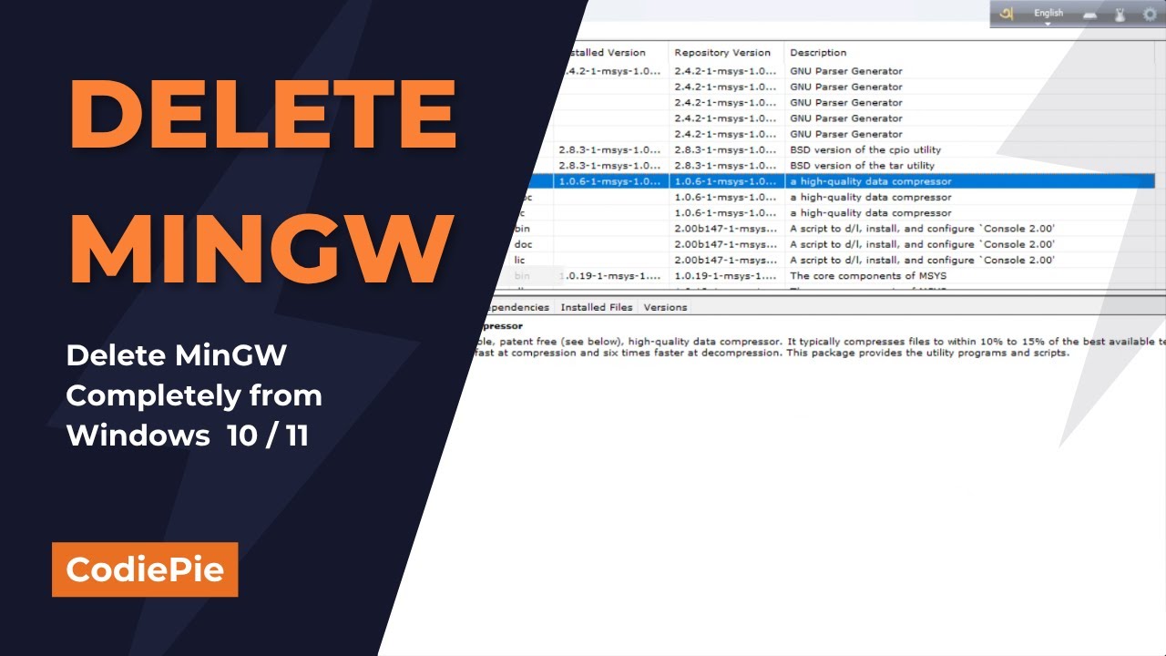 how to uninstall mingw compiler on window 10 or 11 - YouTube