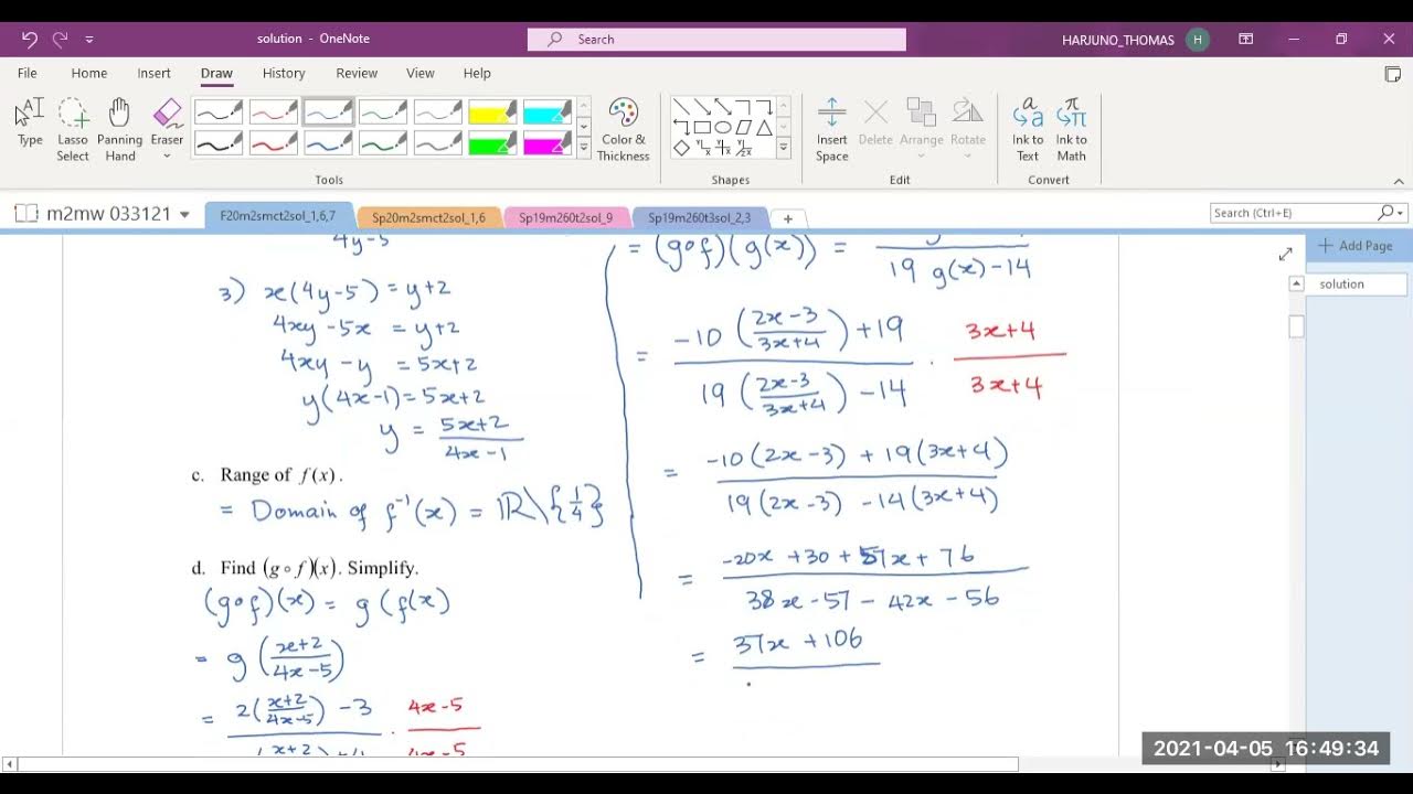 Precalculus Test 2 Review on Composition of and Inverse Functions - YouTube