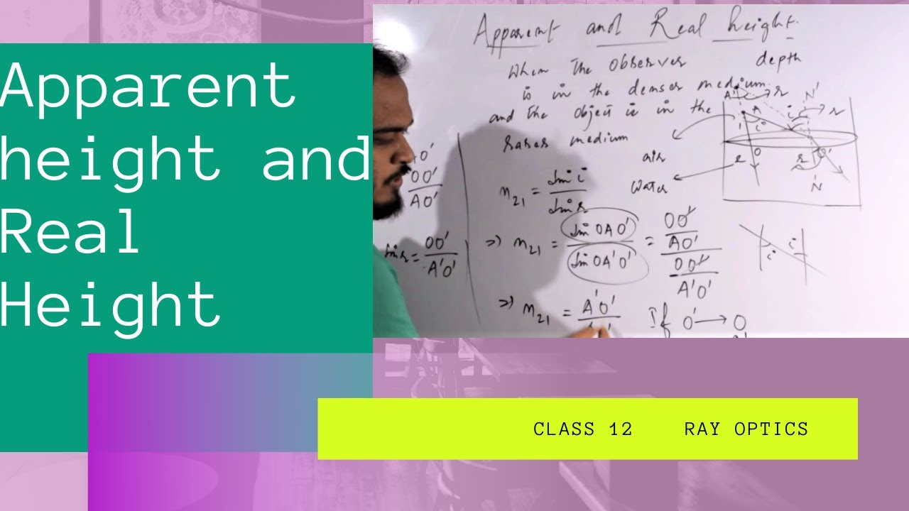 Class 12 Ray Optics | Apparent Height and Real Height - YouTube