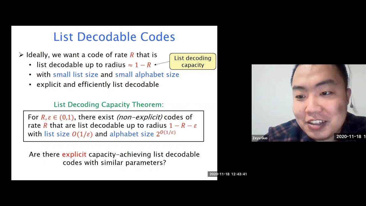 Efficient list-decoding with constant alphabet and list sizes - YouTube