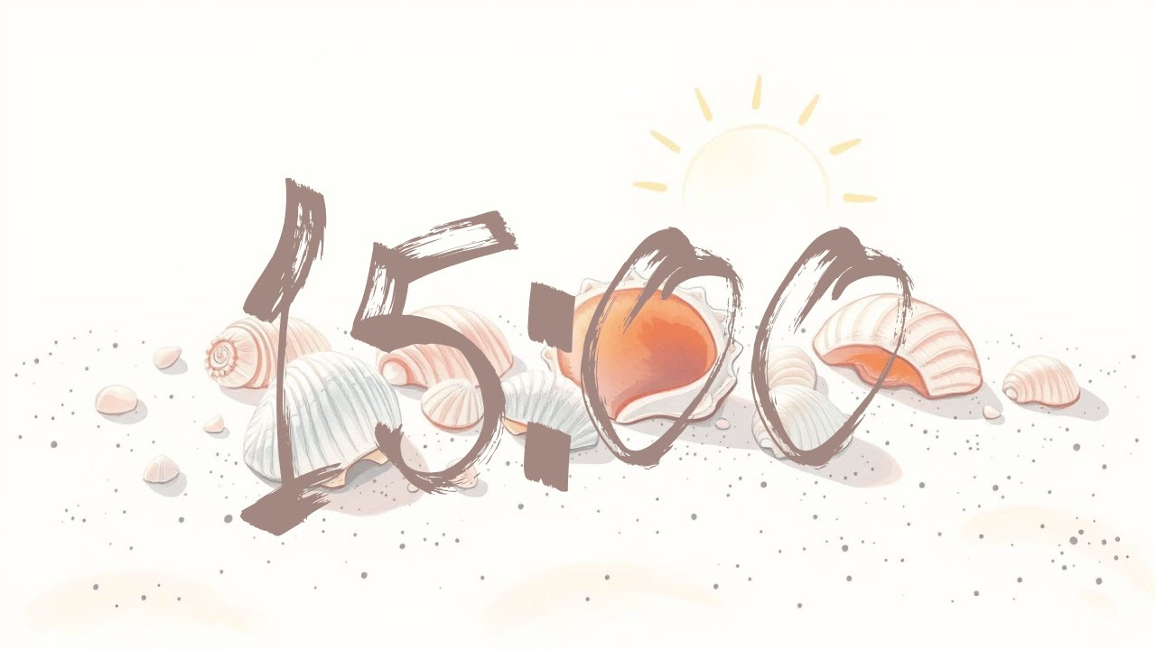 15 Minute Countdown Timer | Cozy Sea Shells in the Sand | Mellow Lofi ...