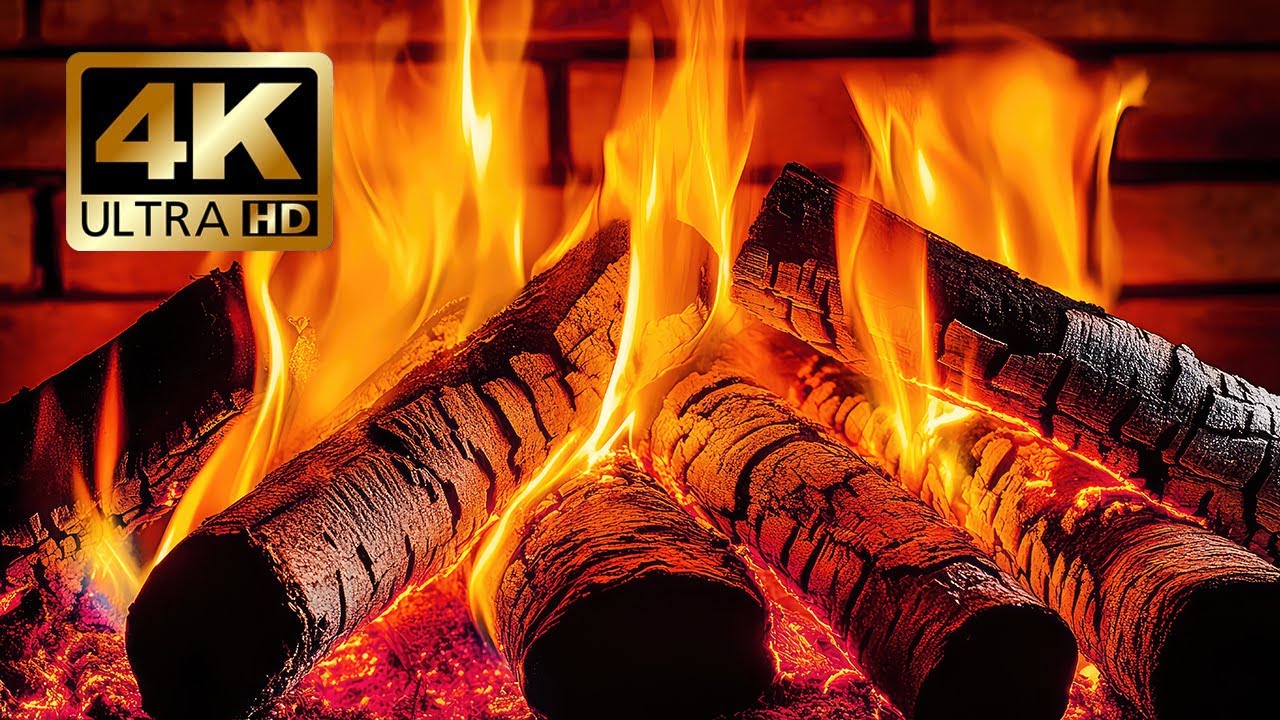 🔥 Soothing Fireplace Ambience: Winter Cabin with Glowing Logs and ...