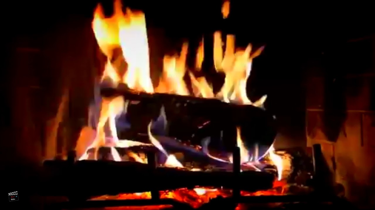 Classic log fire with crackling sounds of fire (HD) a good fire for ...