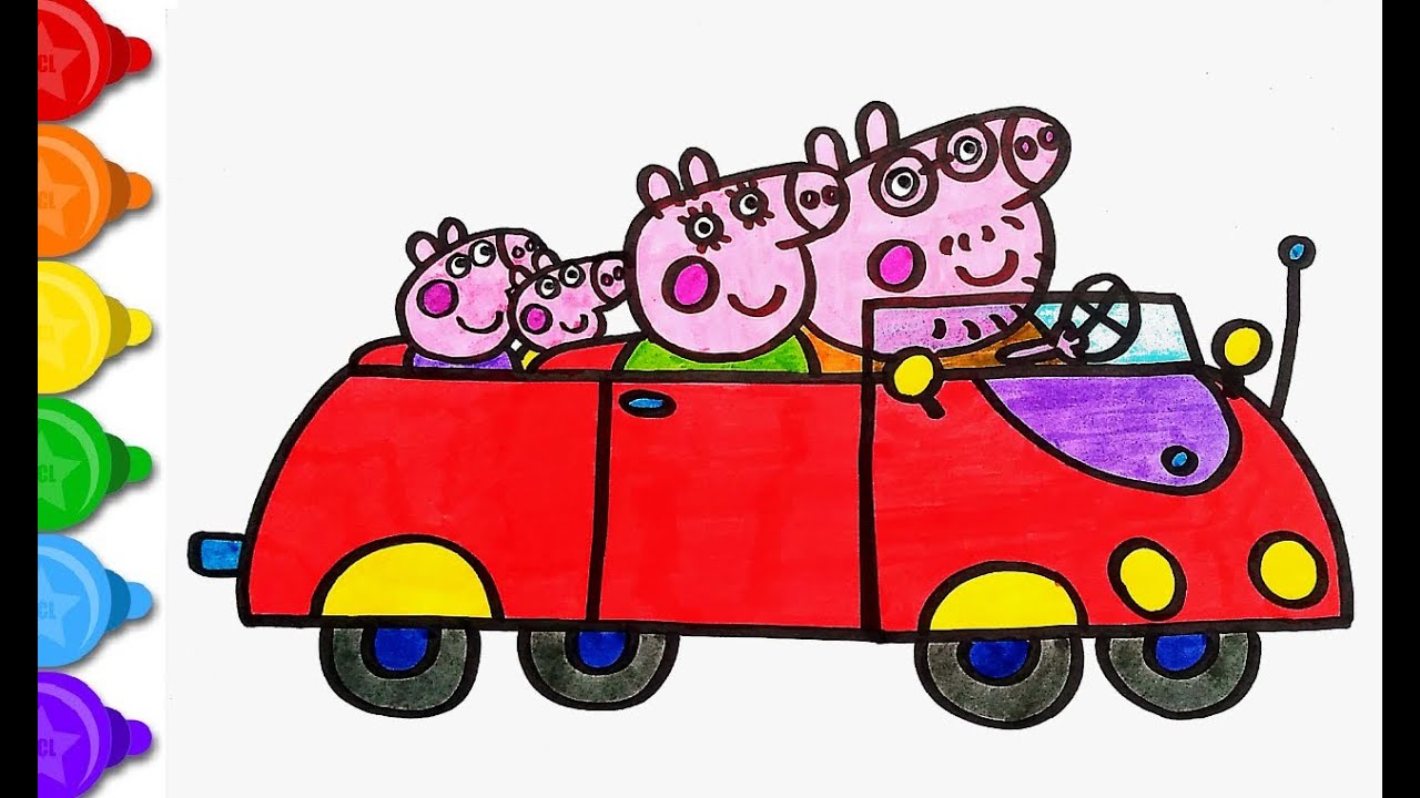 How To Draw Peppa Pig Peppa Pig Drive The Family Car 🚗🐷 ️ Drawing Peppa ...