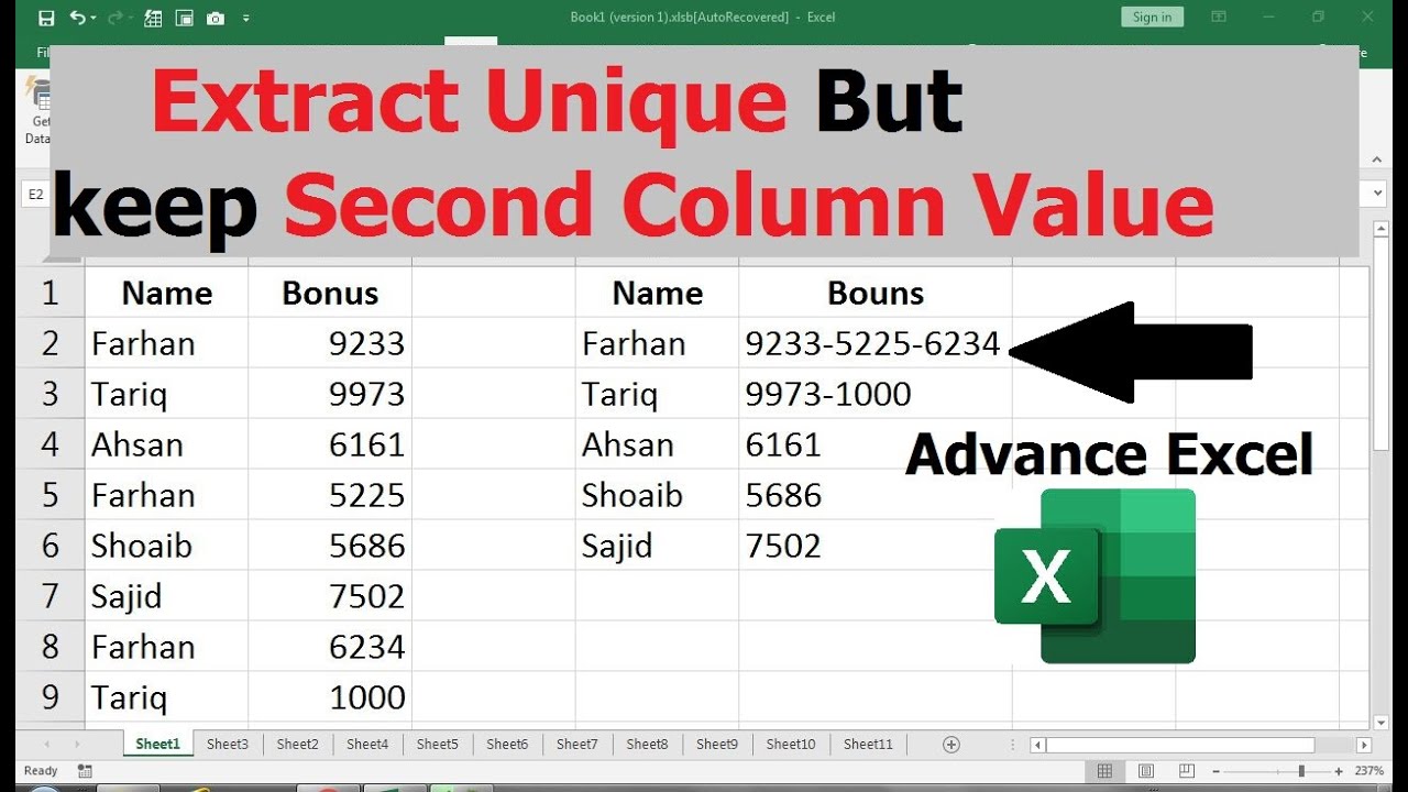 Excel Extract Unique Items From A List Advance Excel Youtube
