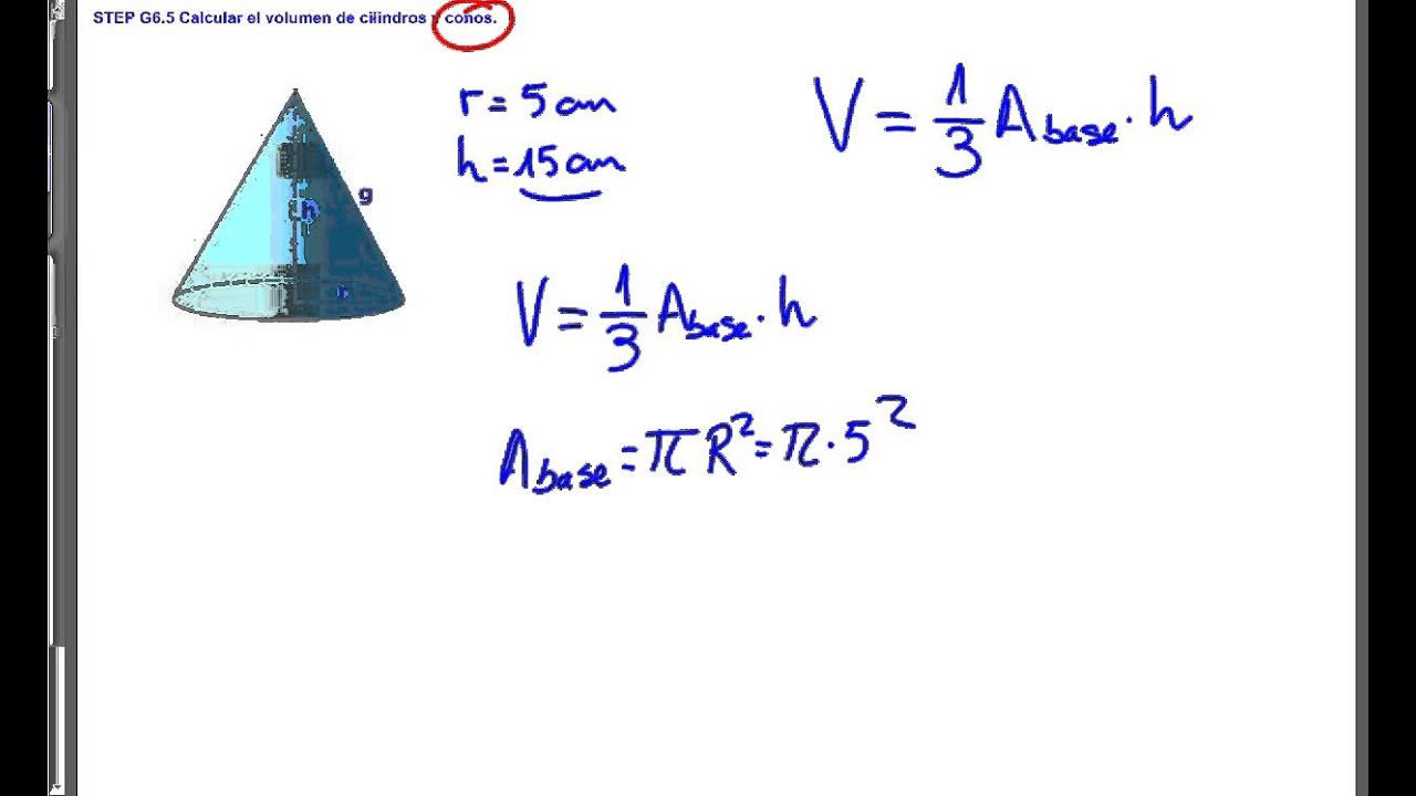 STEP G6.5 Calcular el volumen de conos. - YouTube