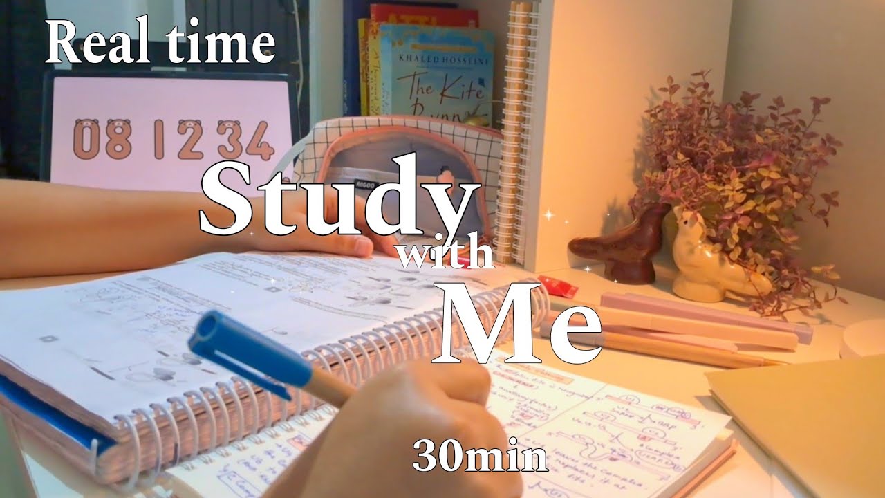 Study with me 👩‍💻30 min /no break/ calm background music💗#study #studymusic #studywithme # ...