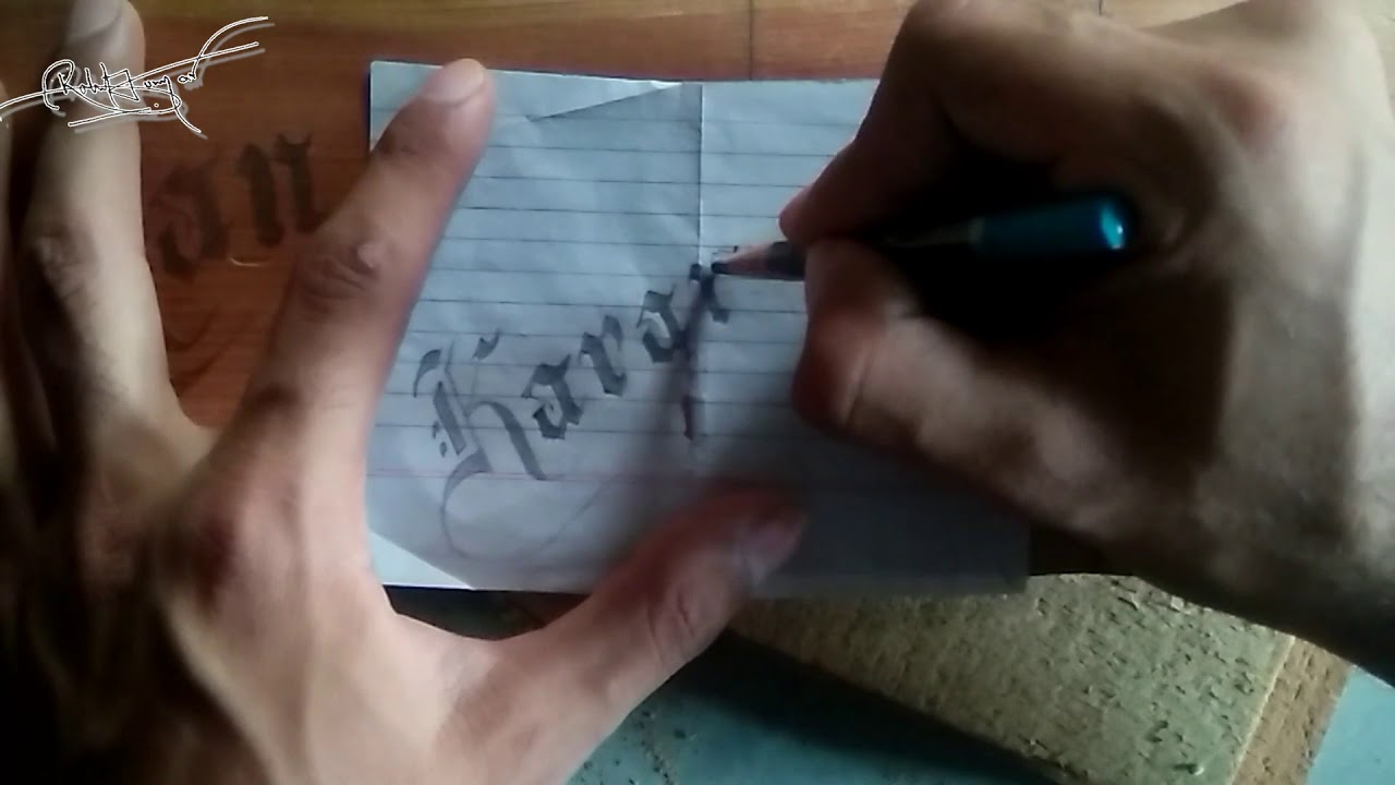 How to write in gothic style with pencil | Hand lettering with pencil ...