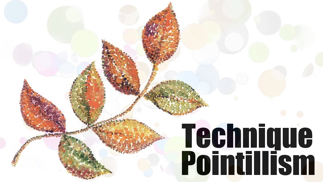 Autumn Twig with Leaves | Technique Pointillism | Gouache | IOTN ...