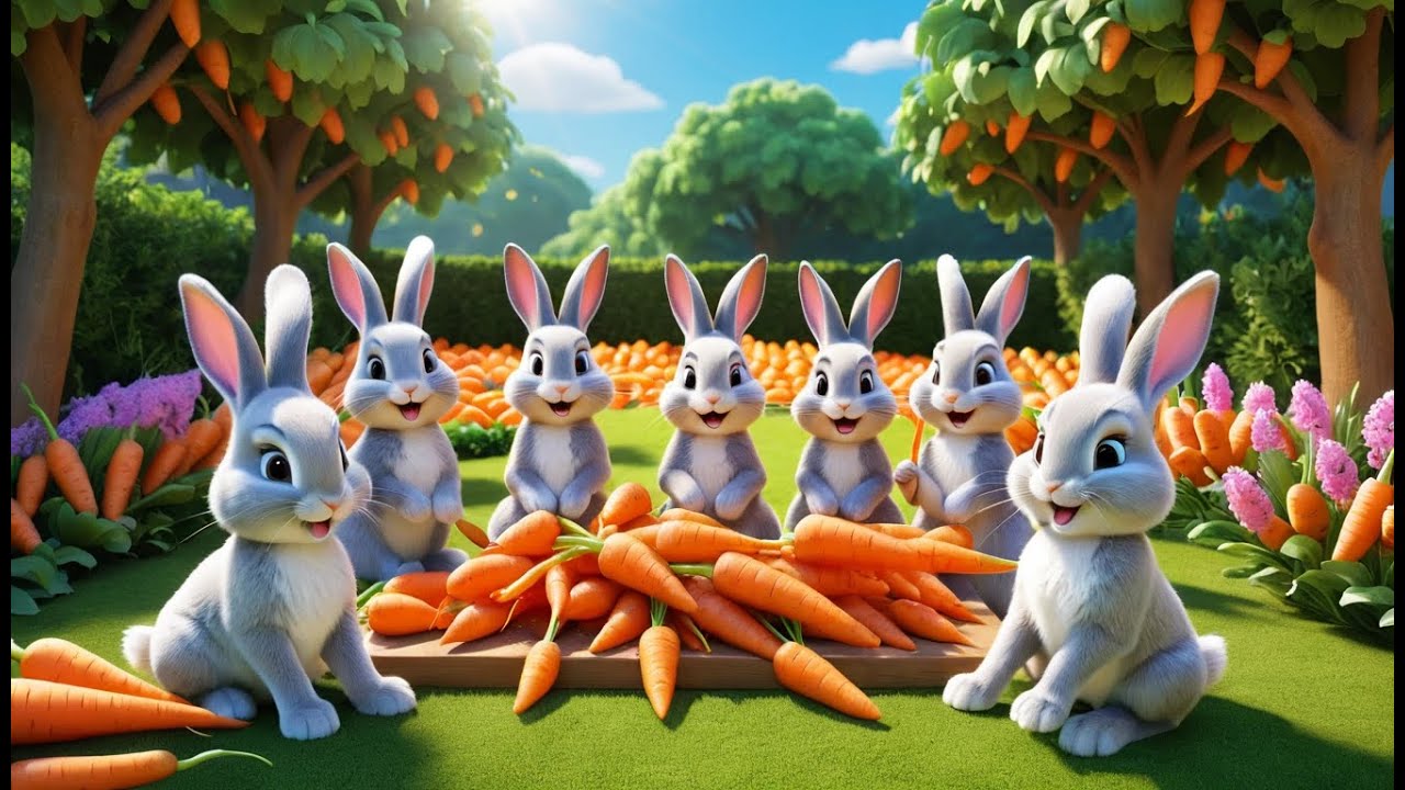 Five Little Bunnies Jumping on the Ground | Playful Bunny Song for ...