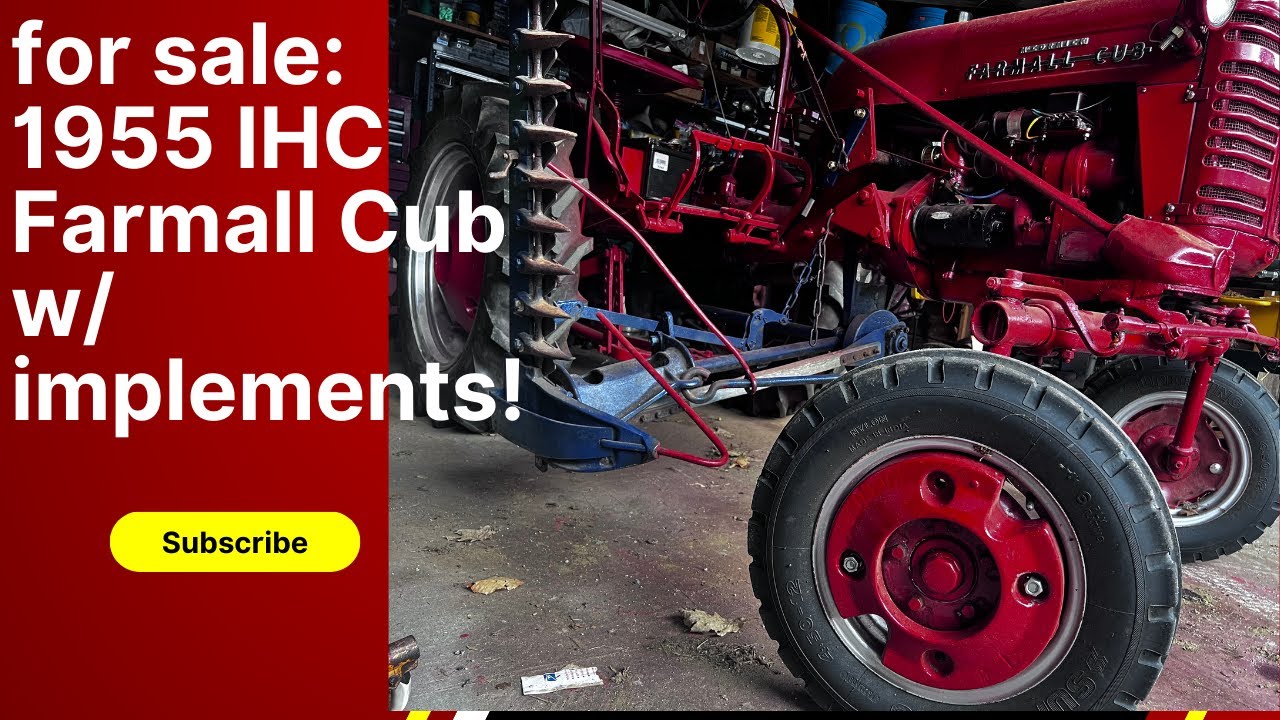 1955 IHC McCormick Farmall Cub & 4 Implements For Sale - YouTube