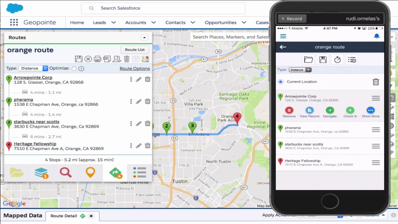 Accessing a Route in the Salesforce Mobile App - YouTube