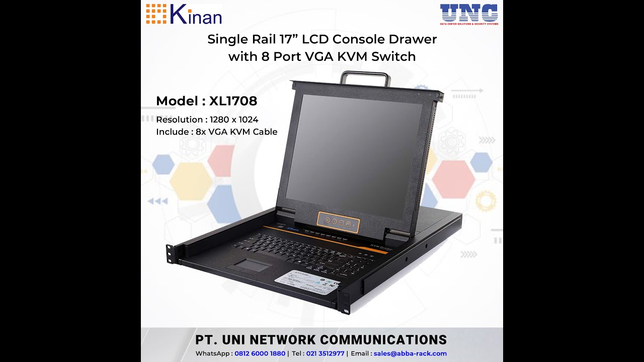Kinan KVM Single Rail 17” 8 Port VGA LCD KVM Console - YouTube