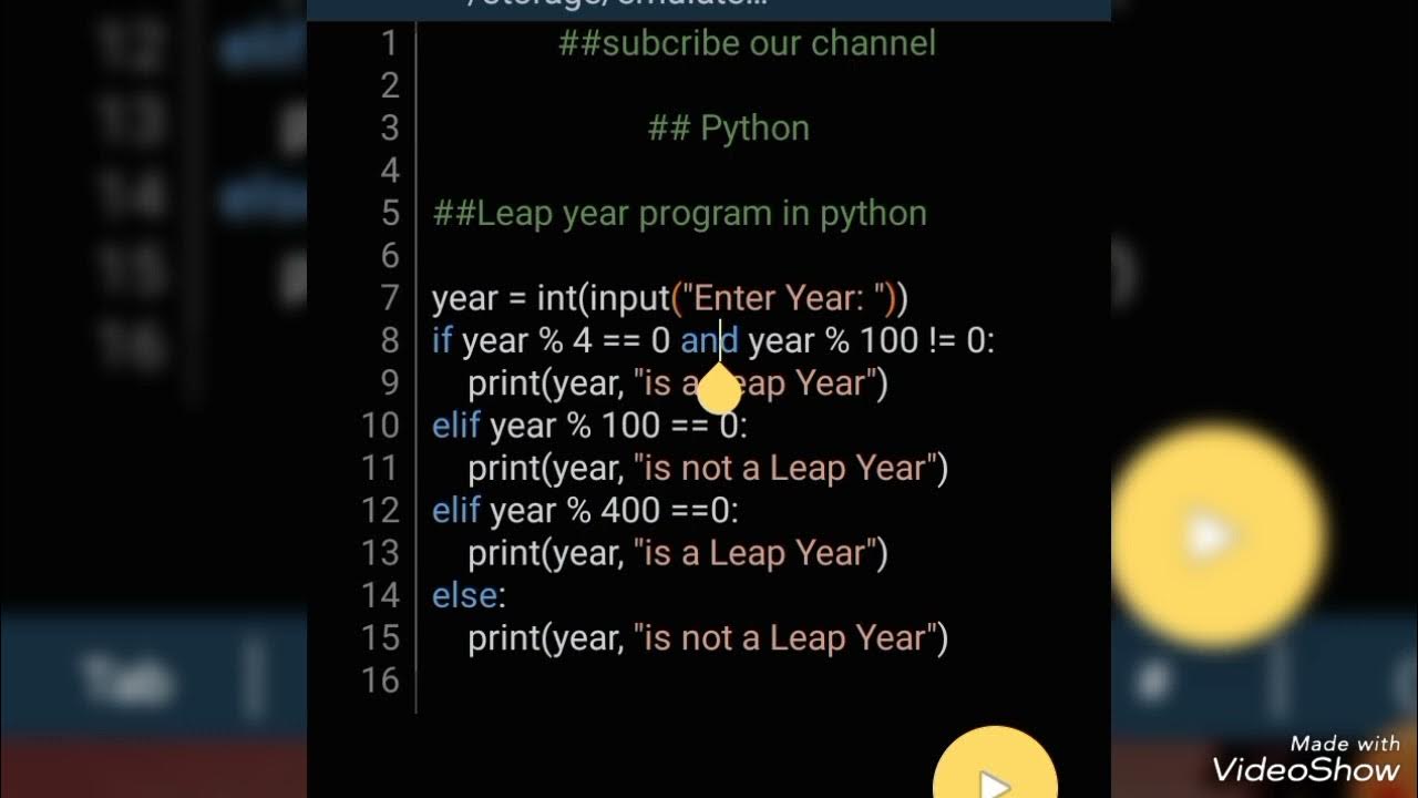 Leap Year Program In Python Youtube