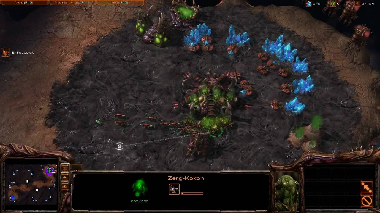 Starcraft 2 - Beta ... Zerg rush gegen Computer/meine ersten schritte ...