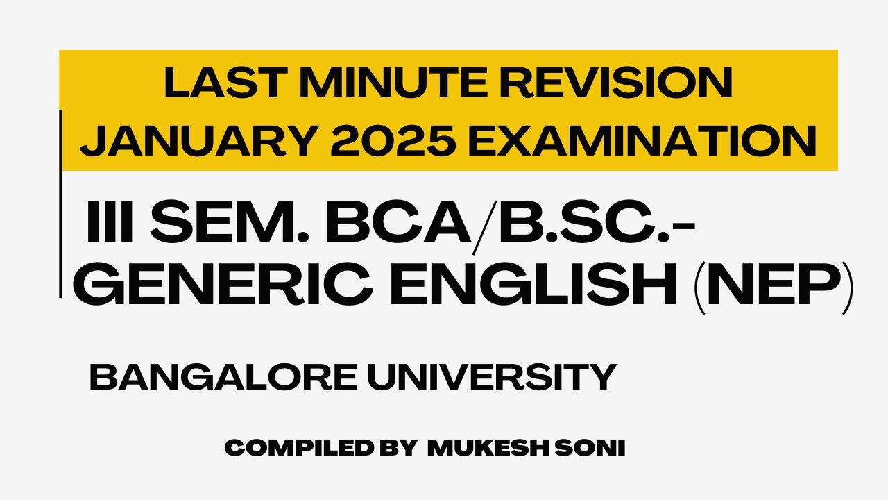 LAST MINUTE PREPARATION: III SEM BCA/BSC ENGLISH : BU - YouTube