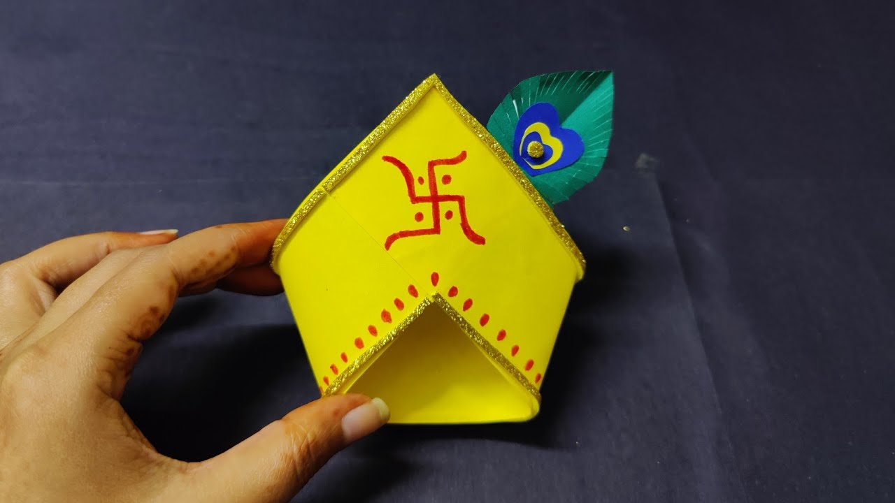 Paper Mukut For Ganpati Bappa/How To Make Paper Crown krishna/Origami ...