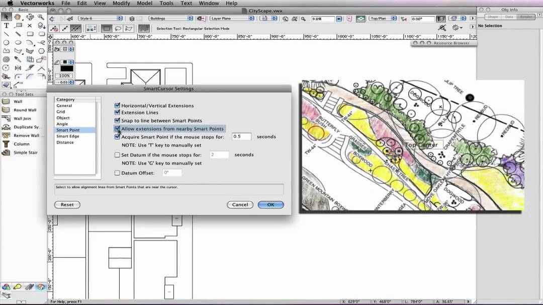Vectorworks 2015: Smart point snapping - YouTube