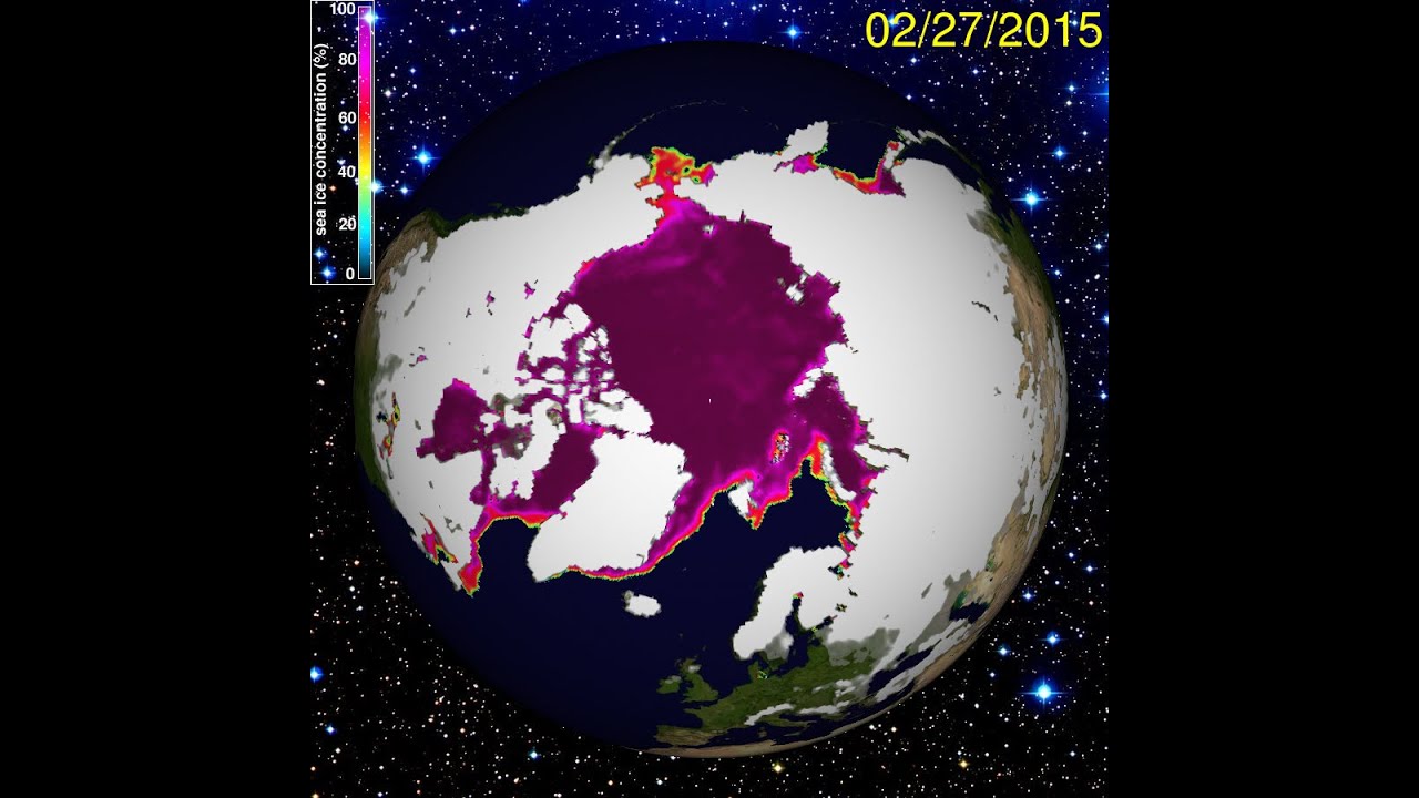 2/28/2015 -- North Pole frozen solid -- South Pole re-freezing -- East ...