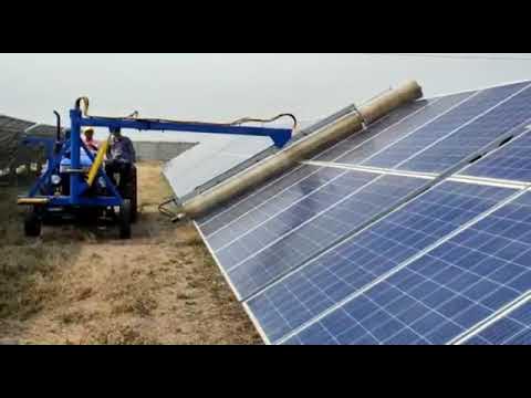Tractor Base Solar Module Cleaning System - YouTube