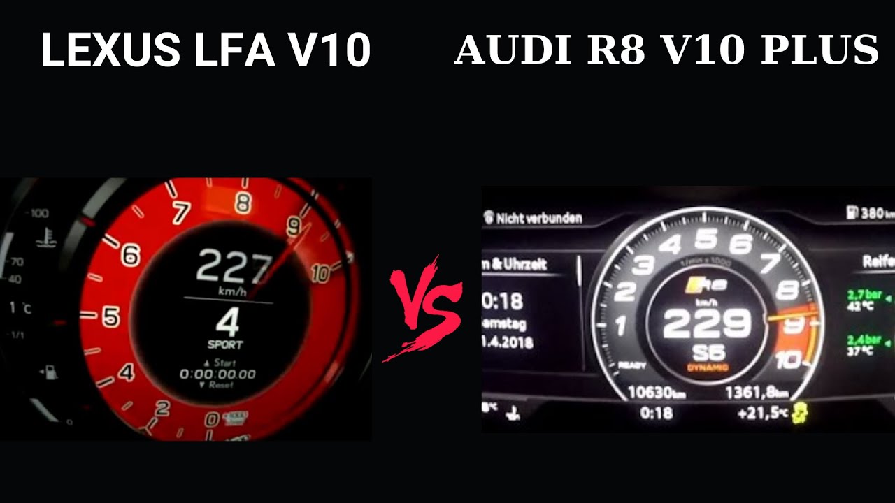 Lexus LFA vs Audi R8 V10 Plus - Comparison (0-100,0-200) - YouTube