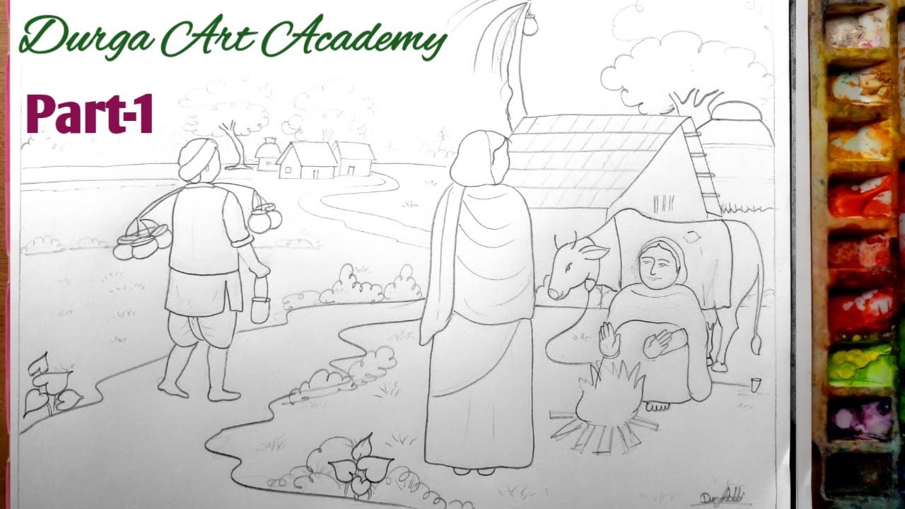 Winter Season Drawing | How To Draw Winter Season Drawing Step By Step ...