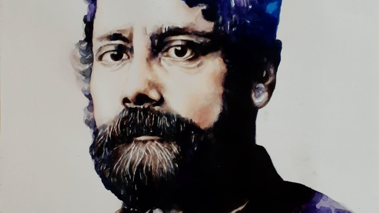 Rabindranath tagore water colour painting/Rabindranath tagore portrait ...