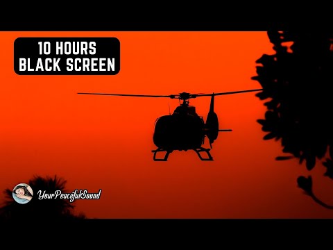 Night HELICOPTER Flight Sound | Interior HELICOPTER Ambience - 10 Hours White Noise Black Screen