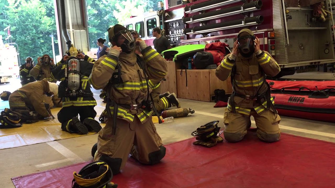 NH Fire Academy Recruits don fire gear competition - YouTube