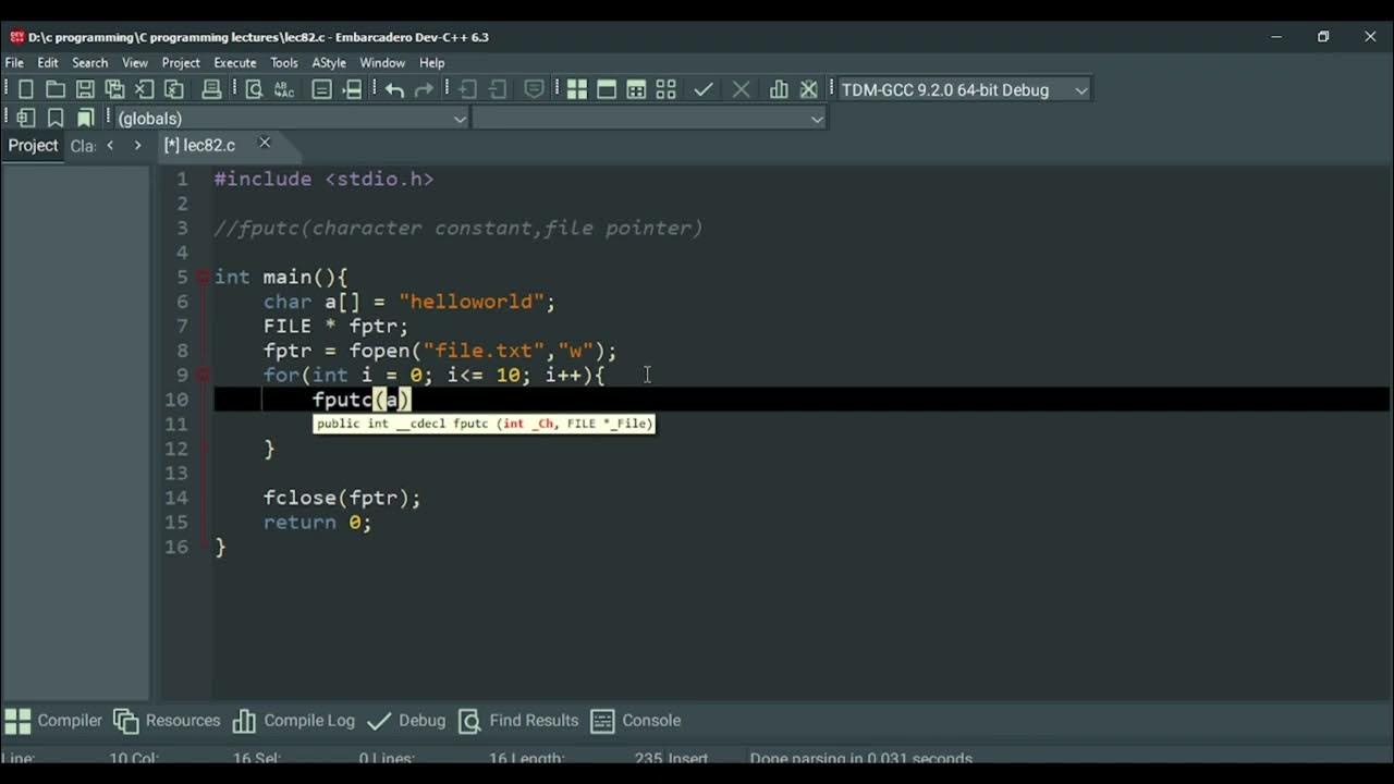 C language Course Urdu/Hindi Lecture 82(FPUTC) - YouTube