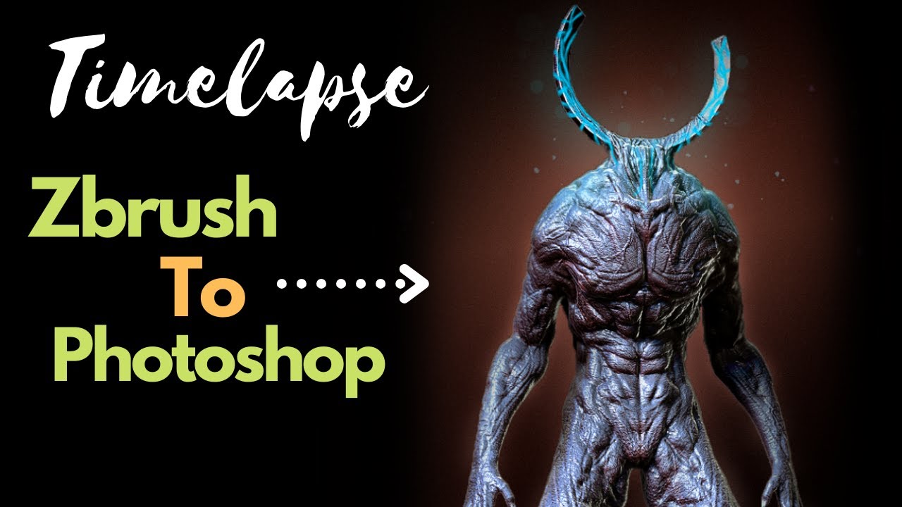 Zbrush to Photoshop, The Crescent creature concept Timelapse. - YouTube