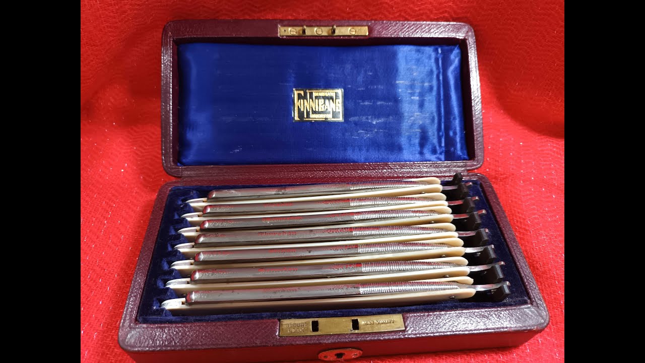 Impressive 7 day set of vintage straight razors in shave ready ...