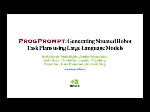 ProgPrompt: Generating Situated Robot Task Plans using Large Language Models - YouTube