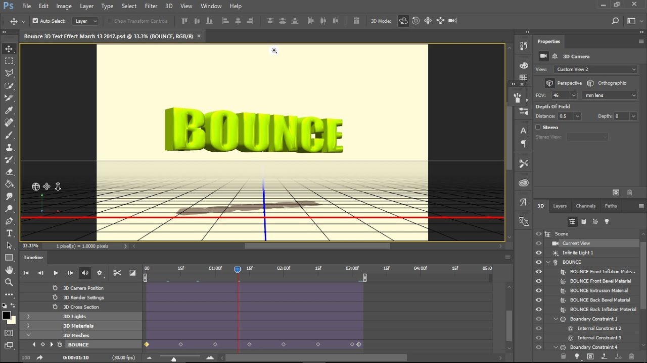 Bouncing 3D Text Effect in Photoshop CC 2017 - YouTube