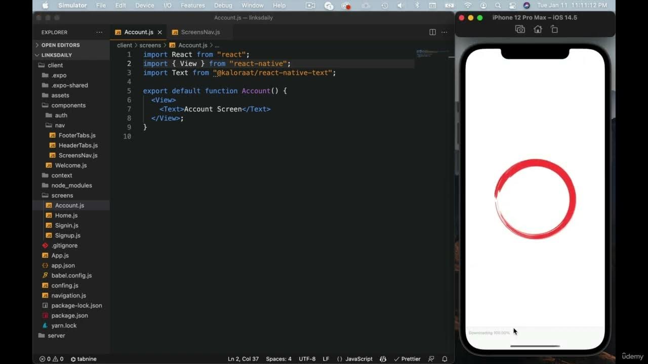 React Native Created Account screen with navigat || React Native beginner tutorial English 2024 ...