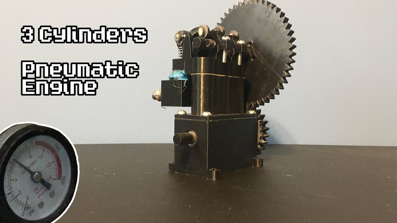 3D Printed Three Cylinder Air Engine - YouTube