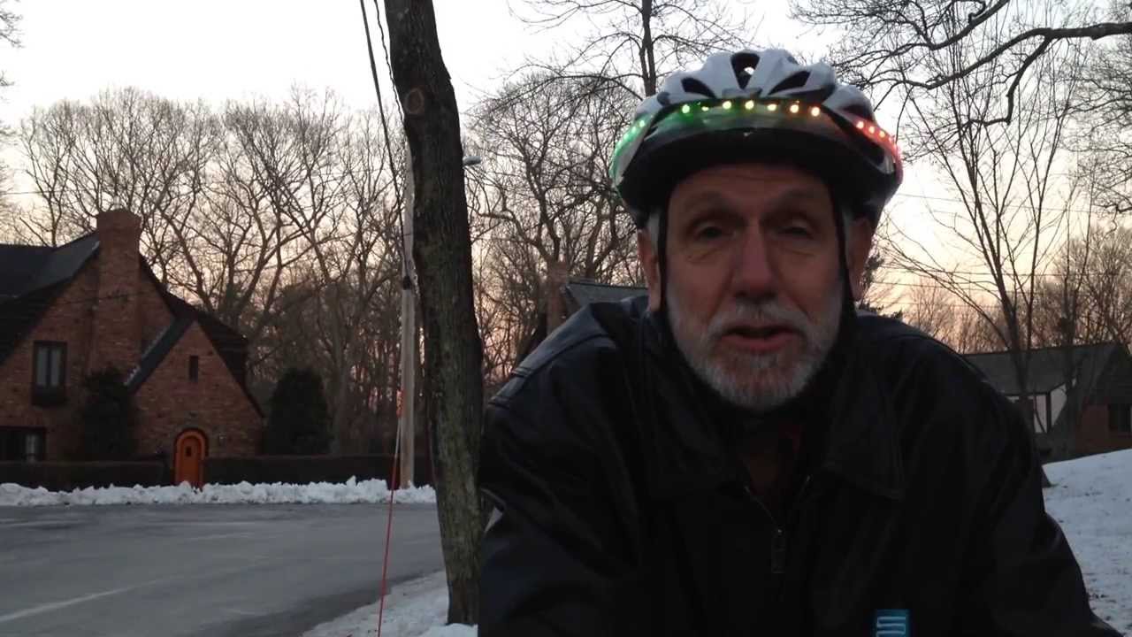 High visibility bike helmet, with hands-free turn signals - YouTube