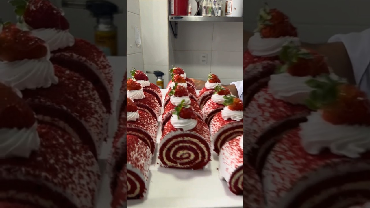 rocambole red velvet #redvelevet #rocambole #cake #dessert #shorts ...