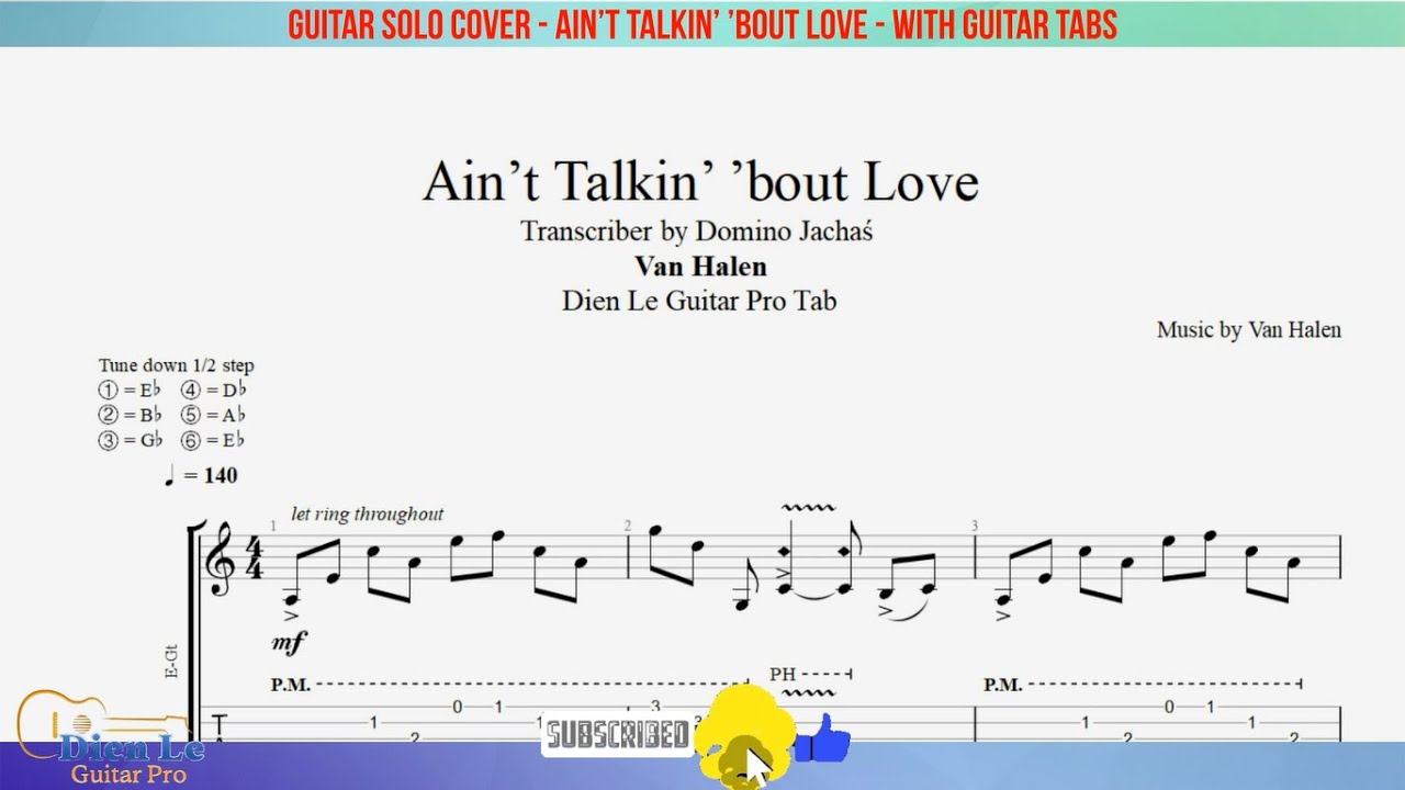Guitar Solo Cover - Ain’t Talkin’ ’bout Love - with Guitar TABs - YouTube