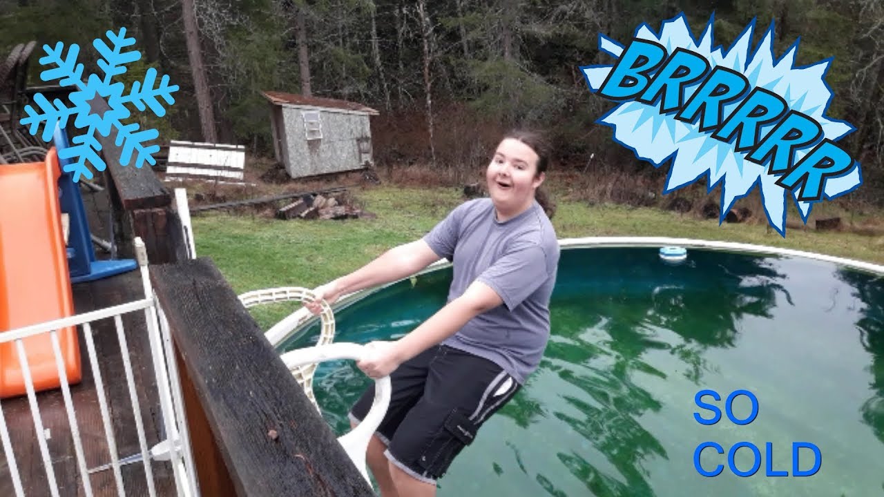 JUMPING INTO MY ICE COLD POOL *FREEZING* - YouTube