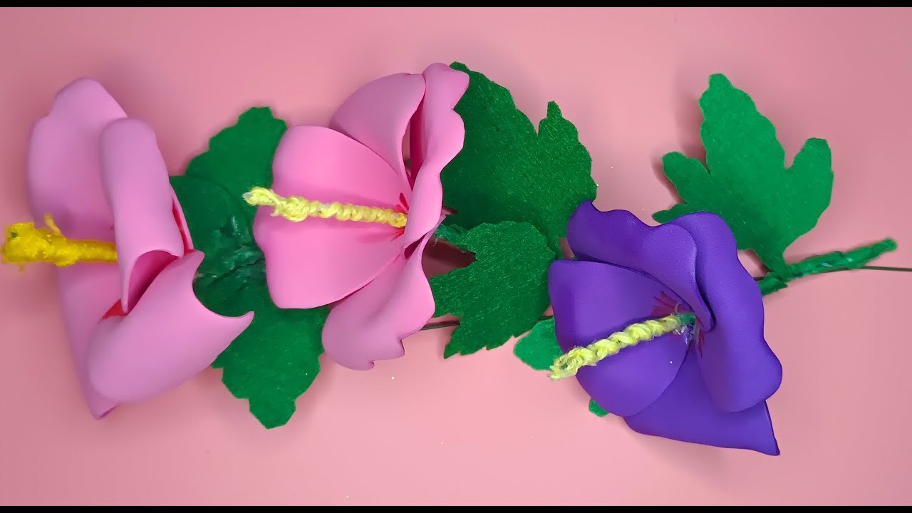 How to Make Mallow Flowers from Foamiran - DIY - YouTube