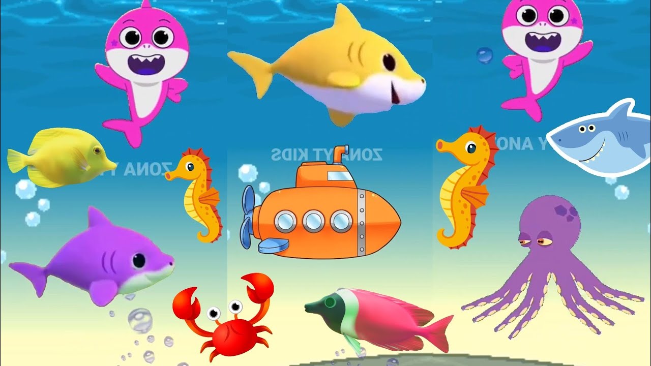 Baby Shark run away at Seaworld, Colors fish Dolphin octopus Baby Shark ...