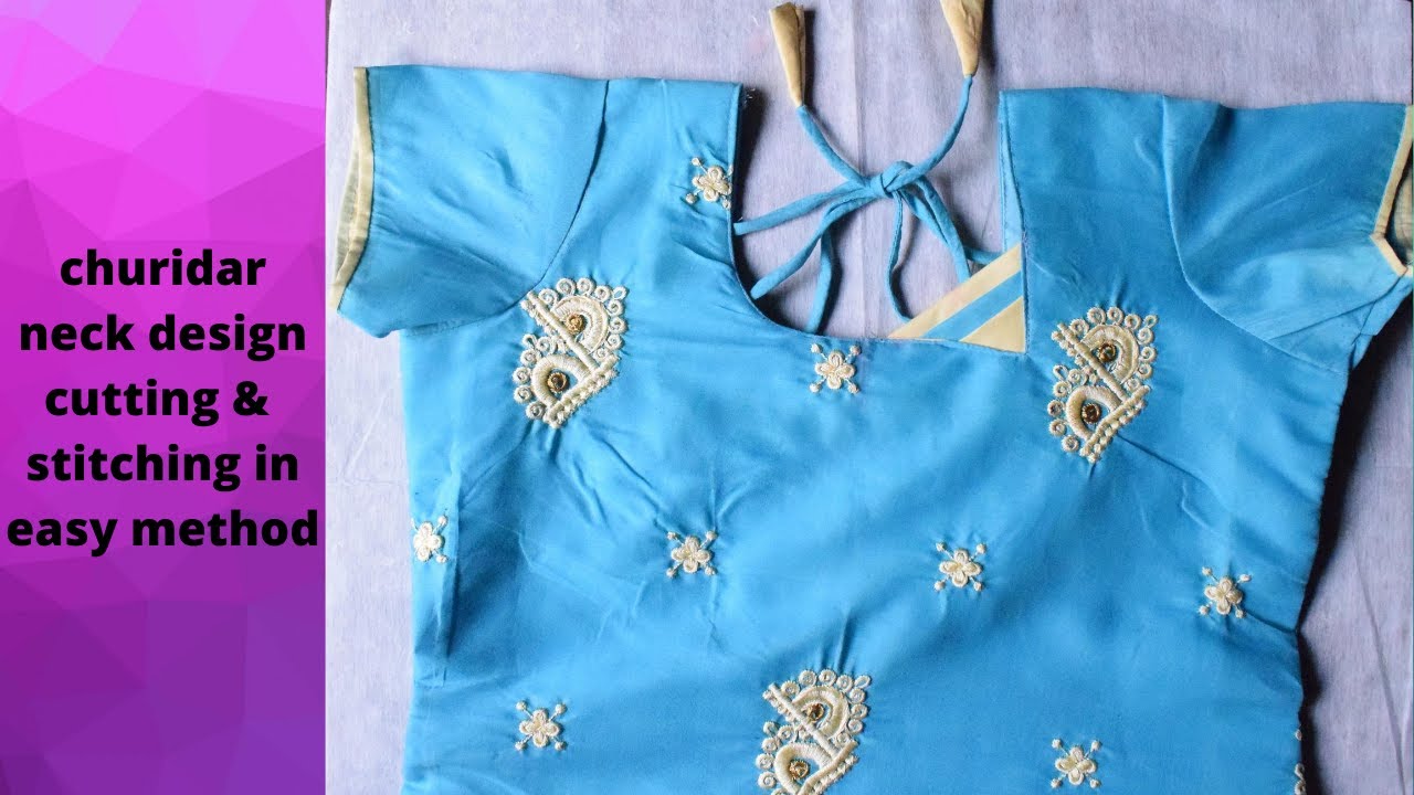 churidar neck design cutting & stitching in easy method - YouTube