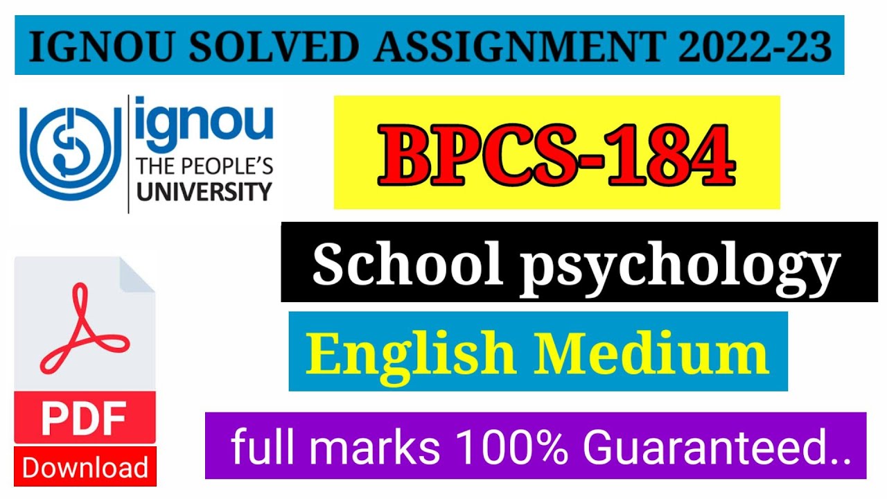 bpcs 184 ignou solved assignment 2022-23 bag bca bcom bhag pdf - YouTube