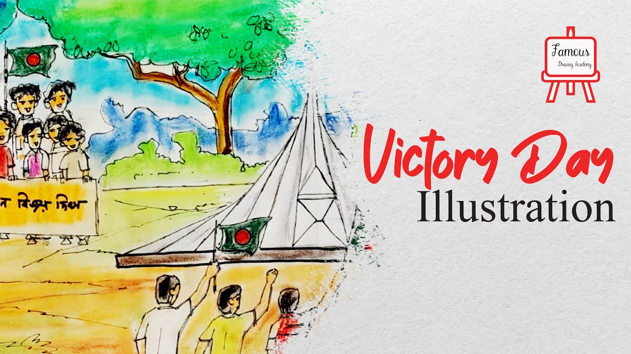 How to draw victory day scenery || বিজয় দিবসের দৃশ্য অংকন || art video ...